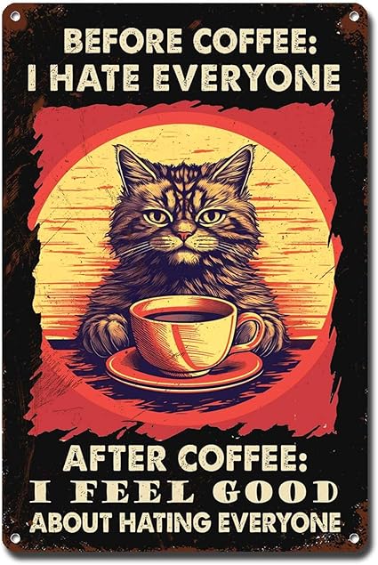 Amazon.com: Lygond Metal Sign Tin Sign Vintage Wall Art Black Cat ...