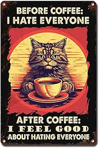 Amazon.com: Lygond Metal Sign Tin Sign Vintage Wall Art Black Cat ...