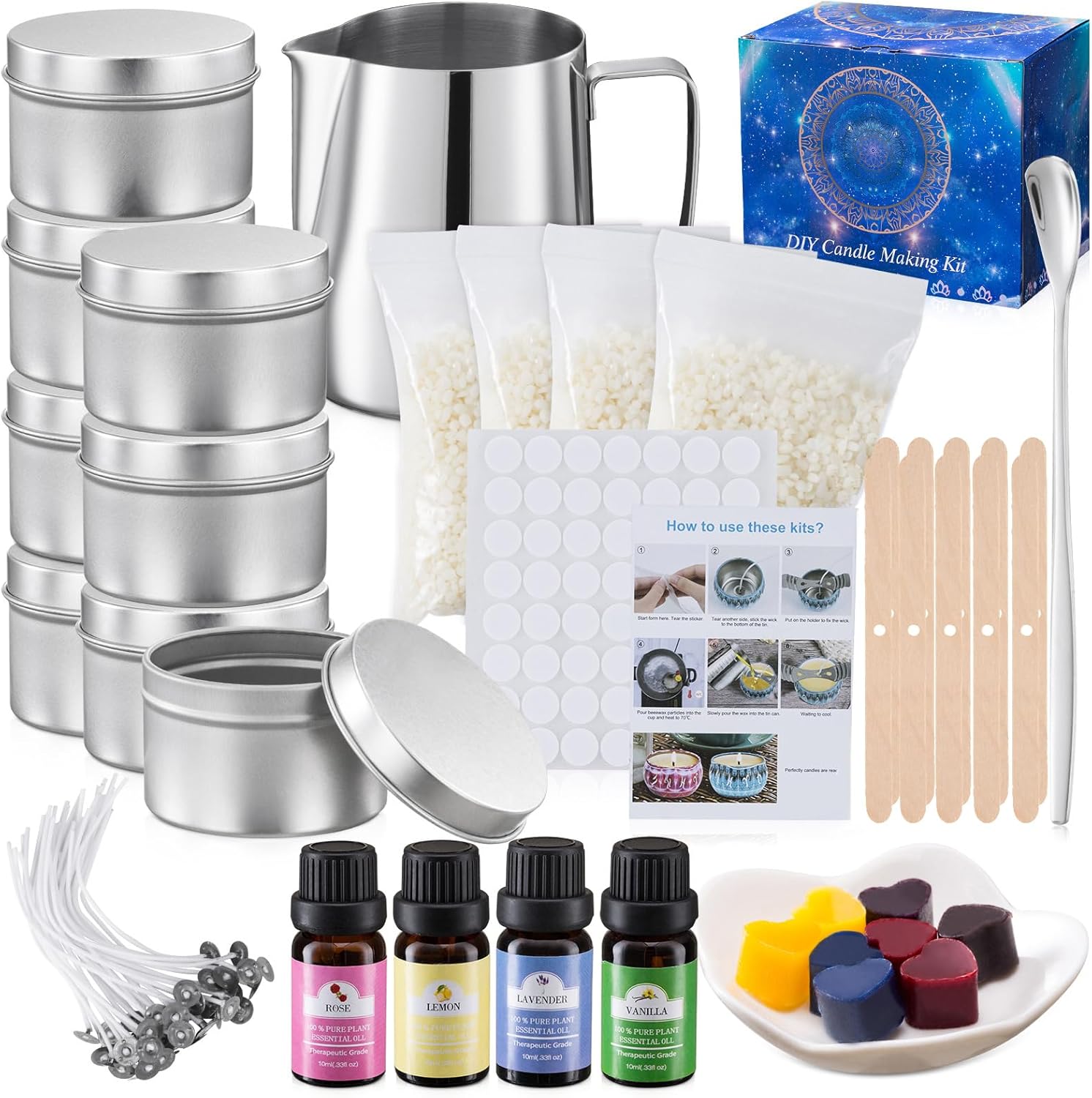 Amazon.com: RoseFlower DIY Candle Making Kit, Soy Candle Kits Making ...