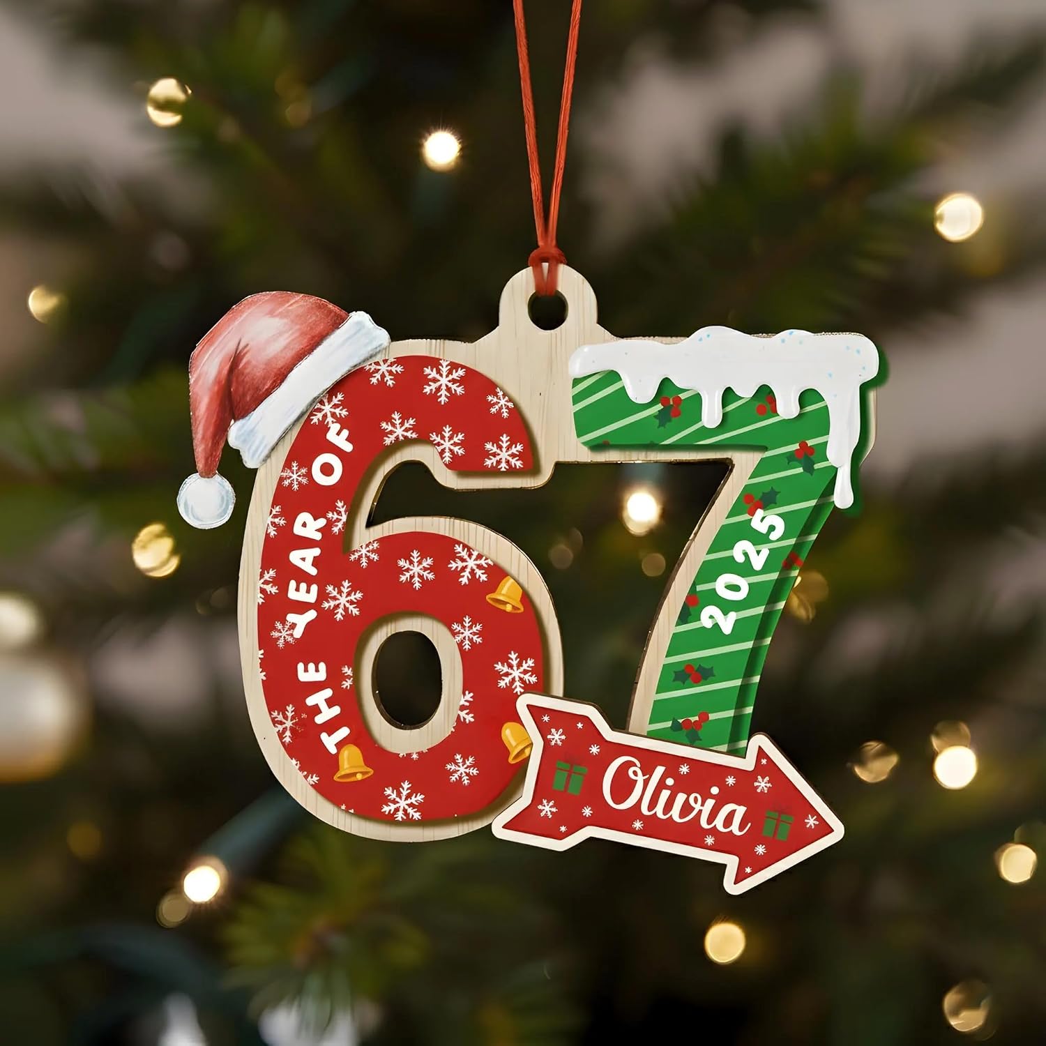 Amazon.com: Personalized 67 Christmas Ornament 2025 – Custom Funny Teen ...