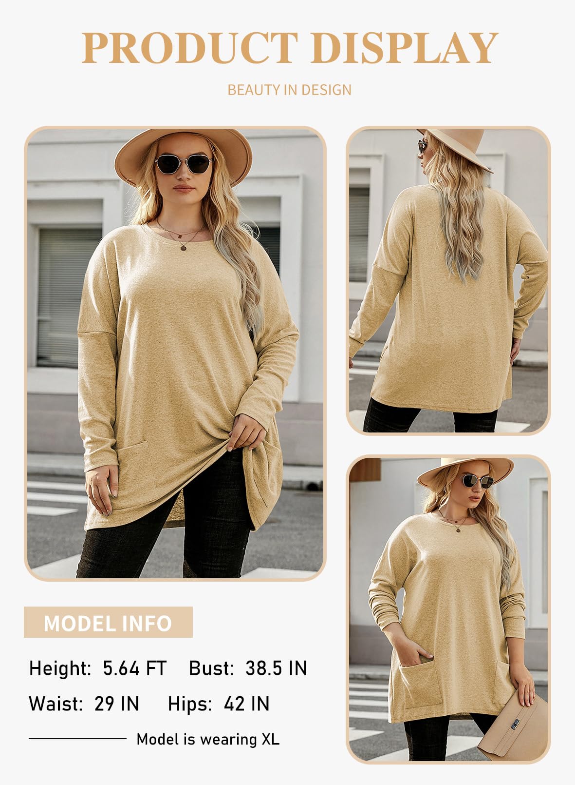 Snapklik.com : Eytino Womens Plus Size Crewneck Tunic Shirt Casual Long ...