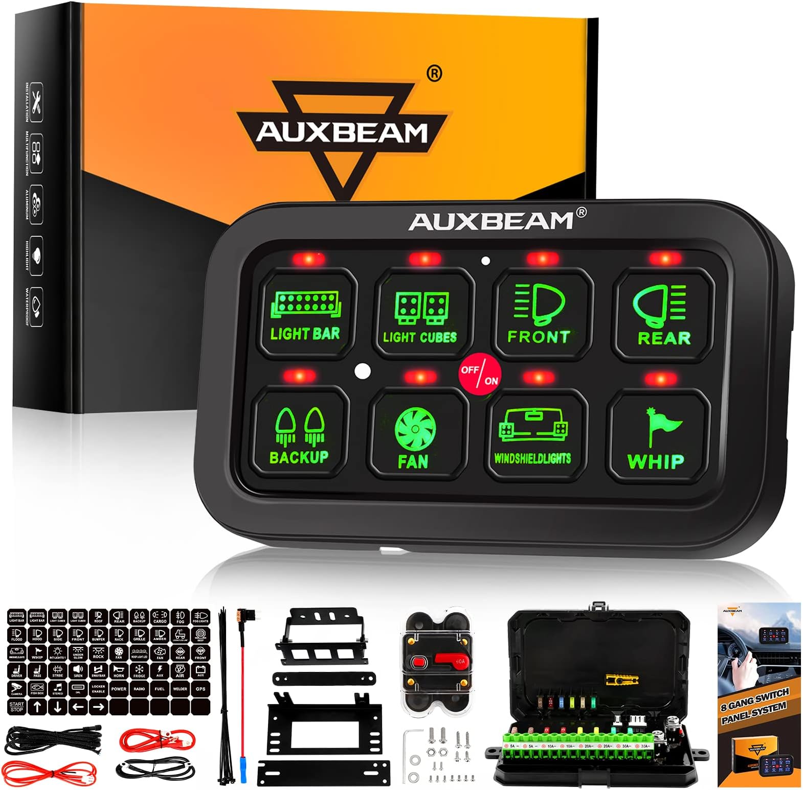 Amazon.com: Auxbeam Switch Panel 6 Gang Switch Panel BC60 Universal ...
