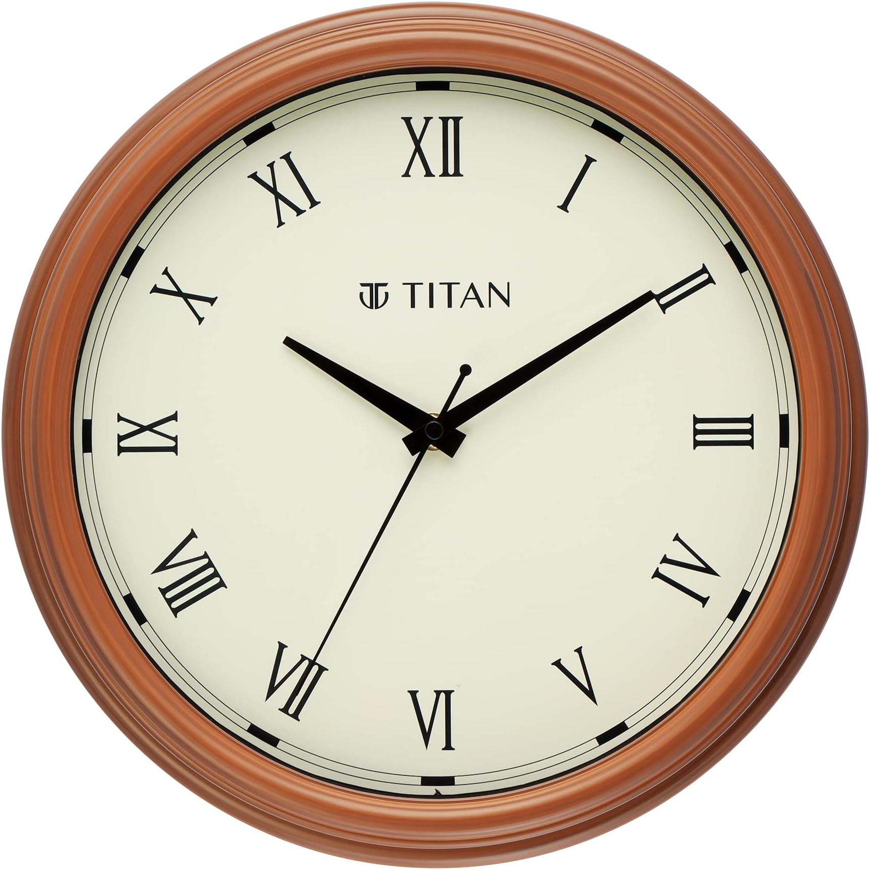Titan Classic Brown Colour Wooden Wall Clock with Silent Sweep - 30 cm ...