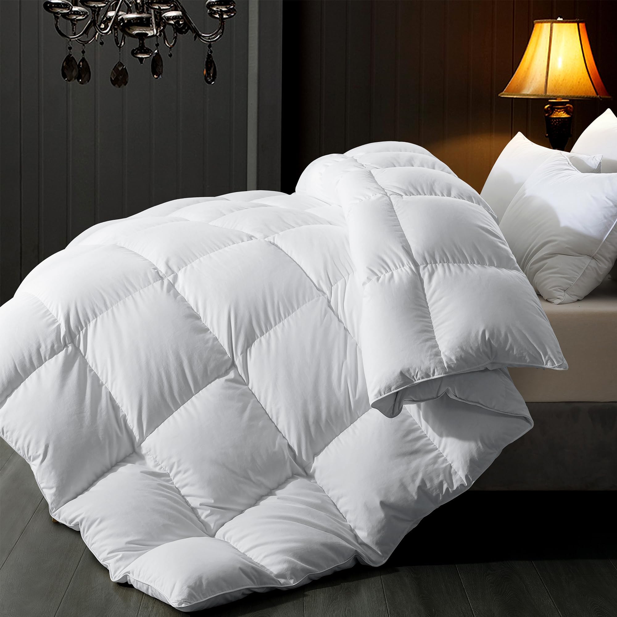 Amazon.com: puredown Lightweight White Feather Comforter King Size ...