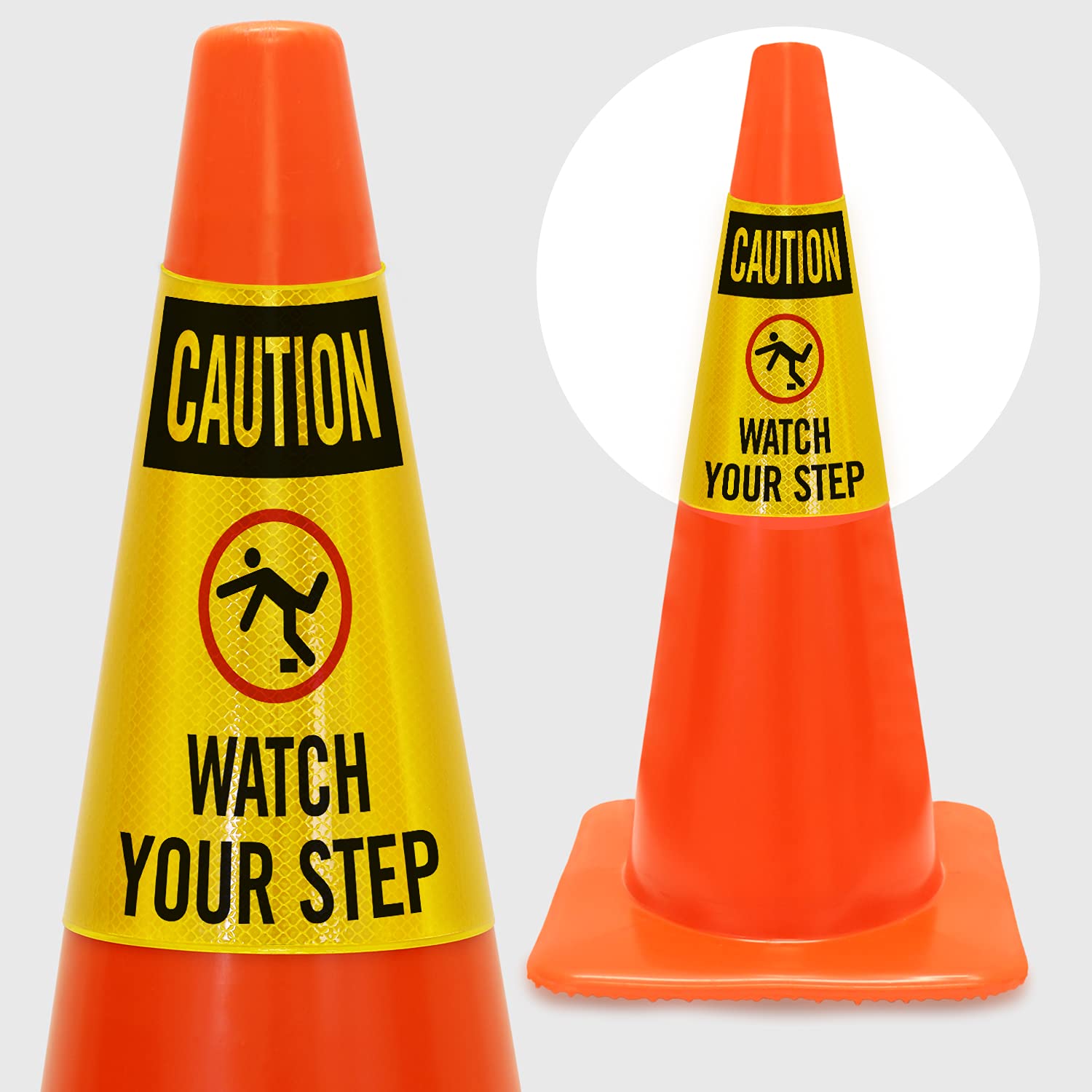 Amazon.com: SmartSign “Caution - Watch Your Step” Cone Message Collar ...