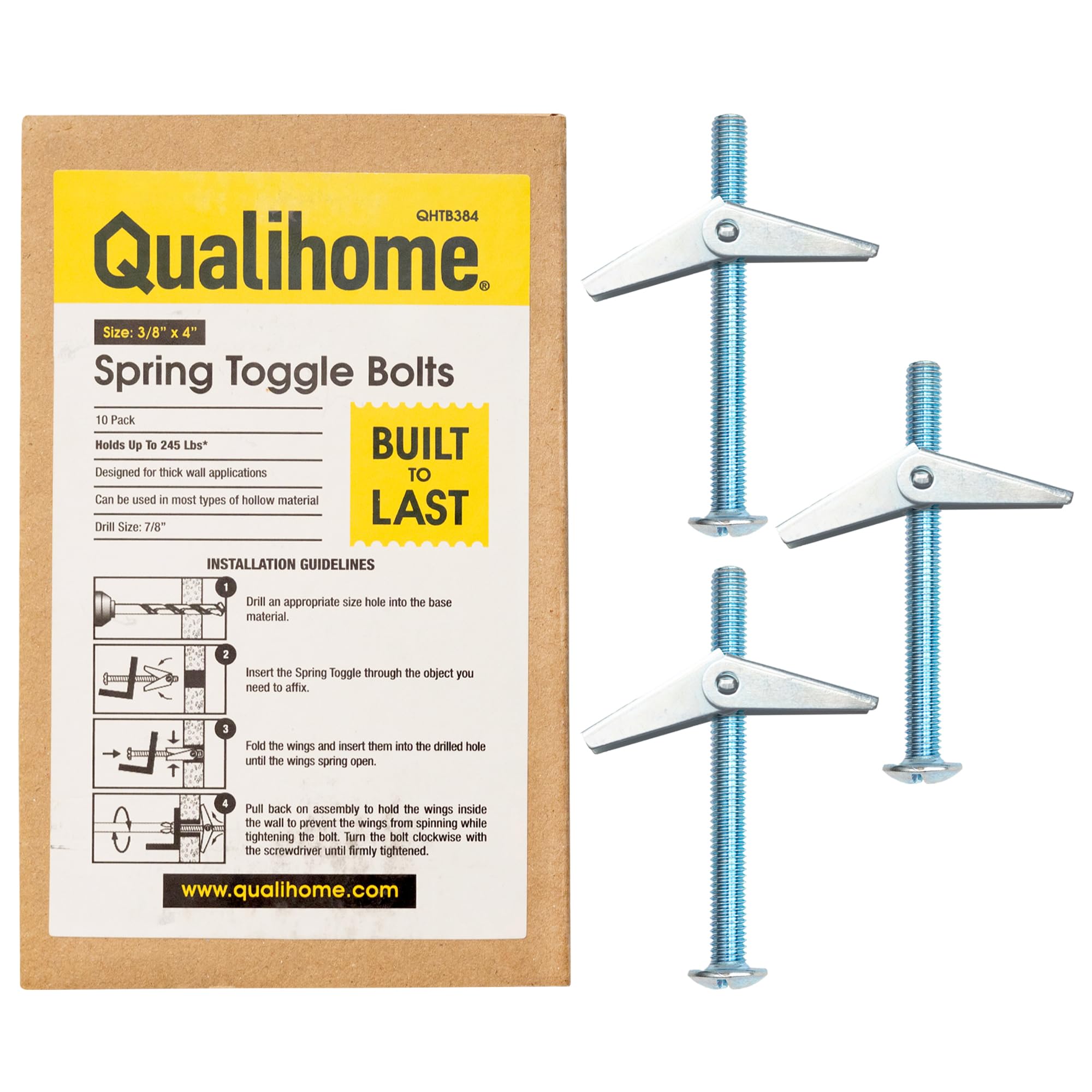 Amazon.com: QUALIHOME Spring Toggle Bolt Anchors - Heavy Duty Wall ...