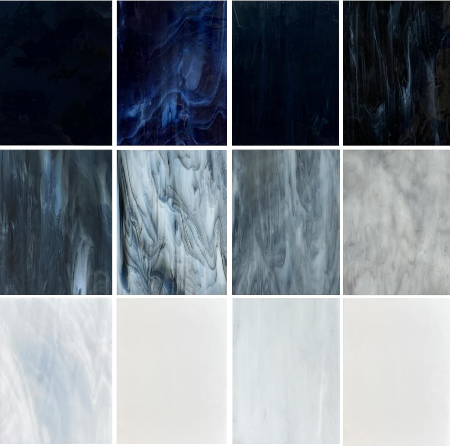 ILLUCKAI 12 Sheets Stained Glass Sheet Assorted Gray Black White Colors ...