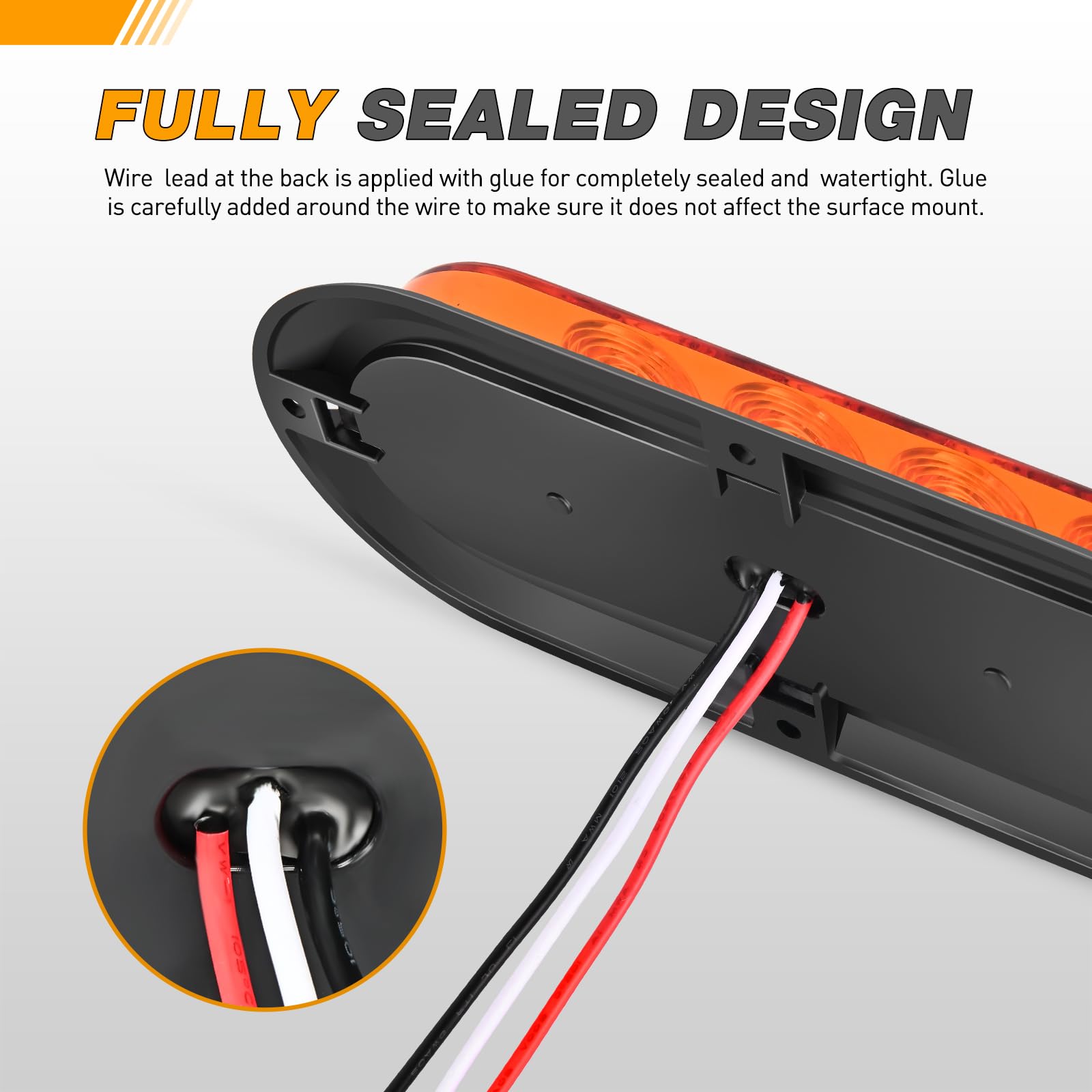 Snapklik.com : 6 Inch Oval LED Tail Light 2 PCS Amber 10 LED Turn ...