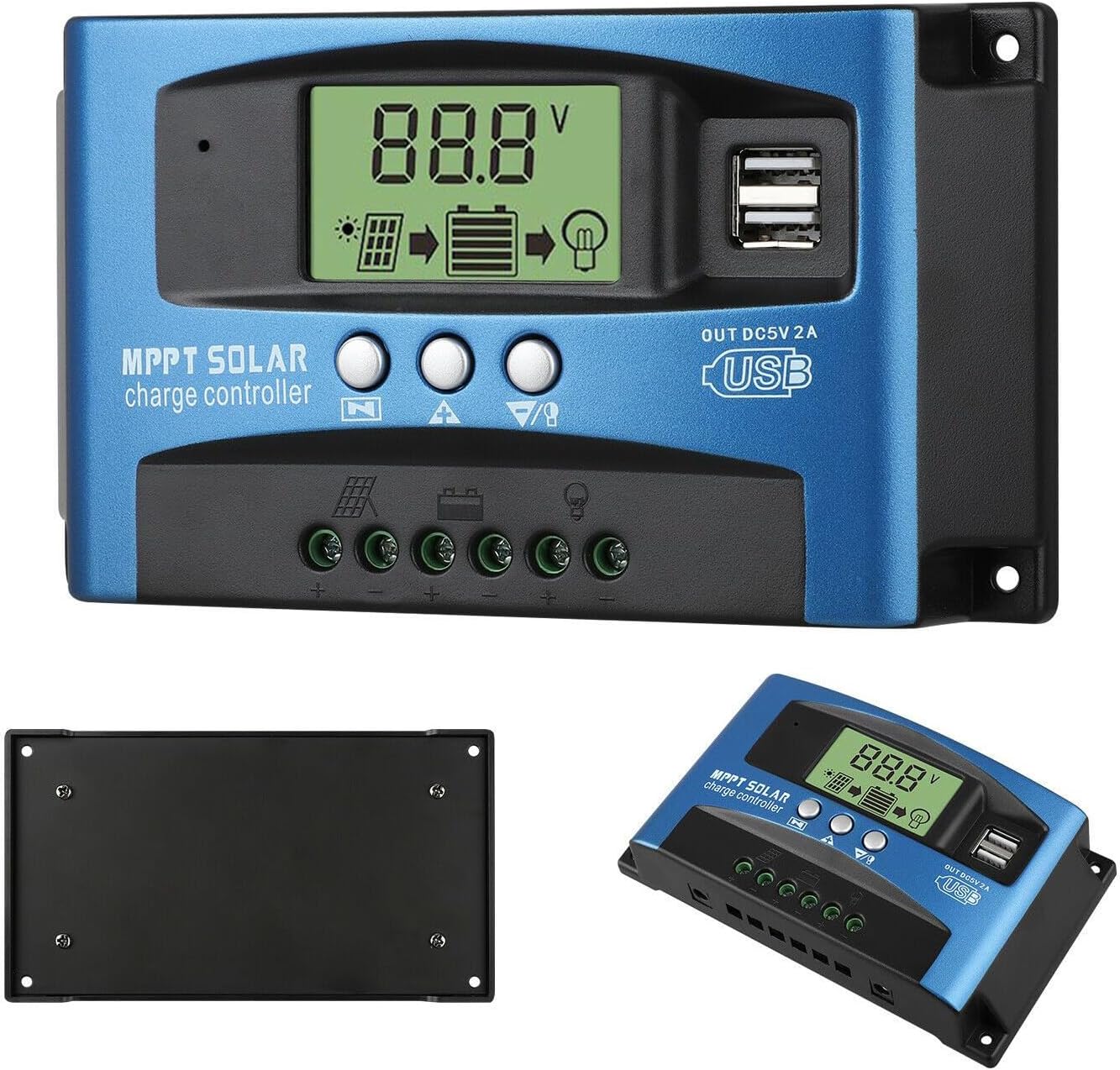 Amazon.com: DGFJY Solar Controllers MPPT 100A 80A 60A 50A 40A 30A USB ...