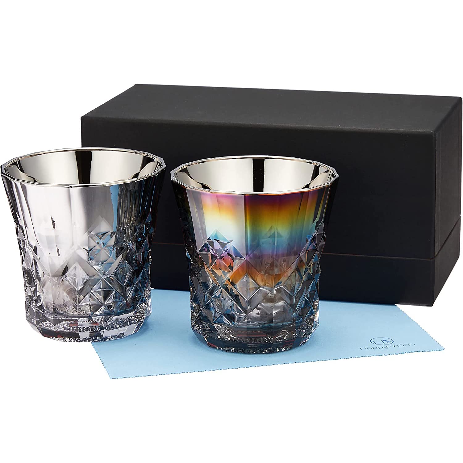 Amazon | PROGRESS ロックグラス チタンミラー 日本製 ウィスキー ワイン お酒がまろやかに クロス付 2個セット (Rex Infinite - Rex Silver ...