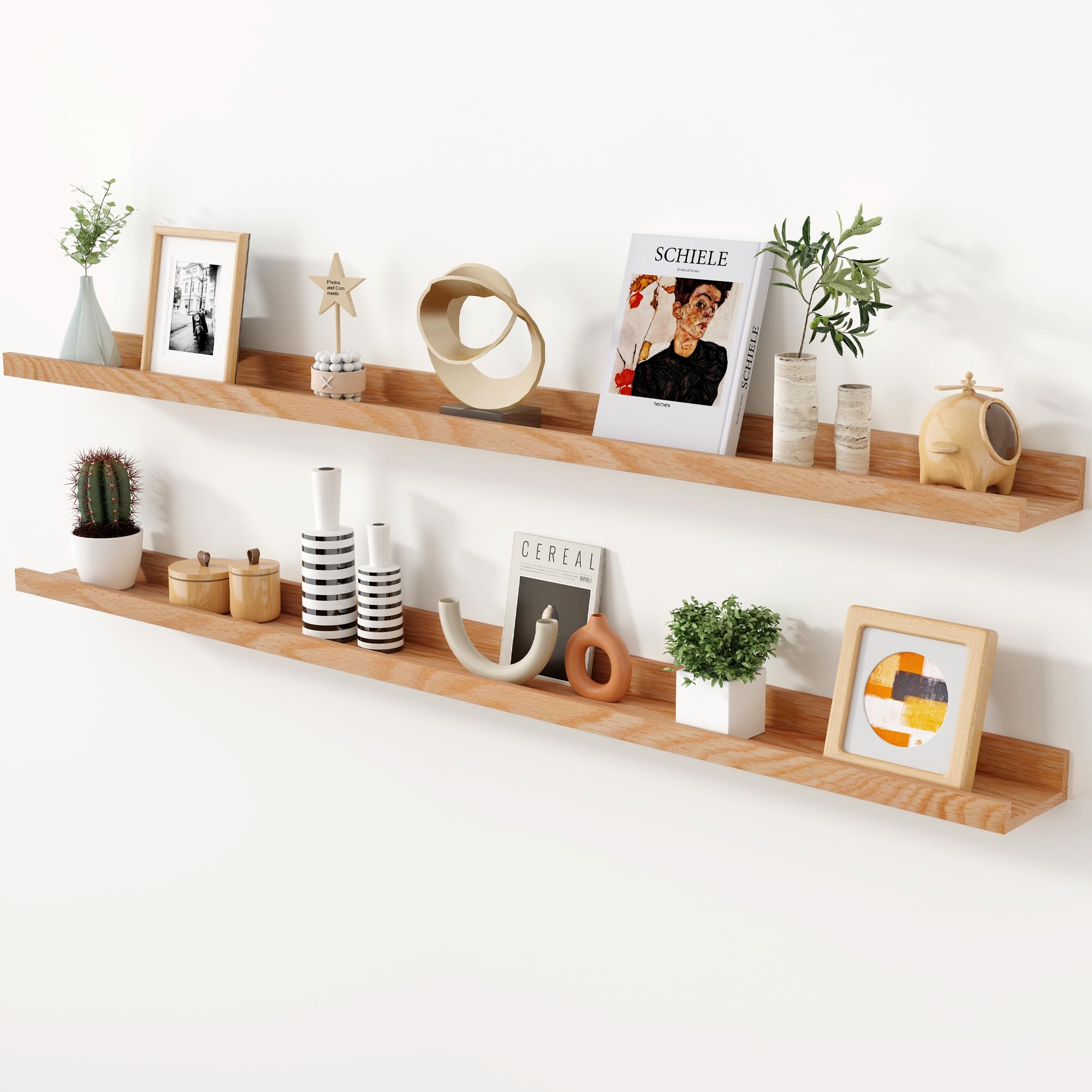 Amazon.com: Axeman Oak Floating Shelves 55 Inch Picture Ledge Shelf Set ...