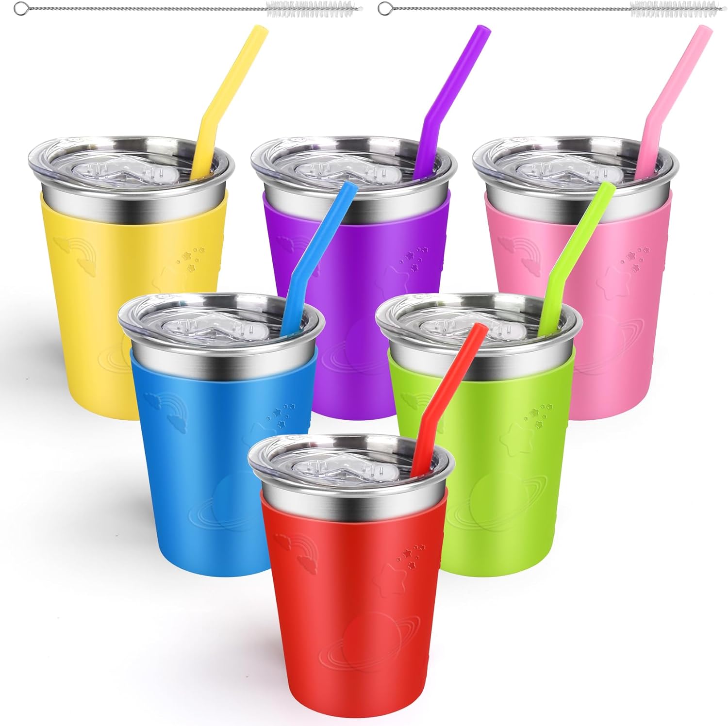 Amazon.com: ShineMe 12oz Kids & Toddler Cups with Lids and Straws ...