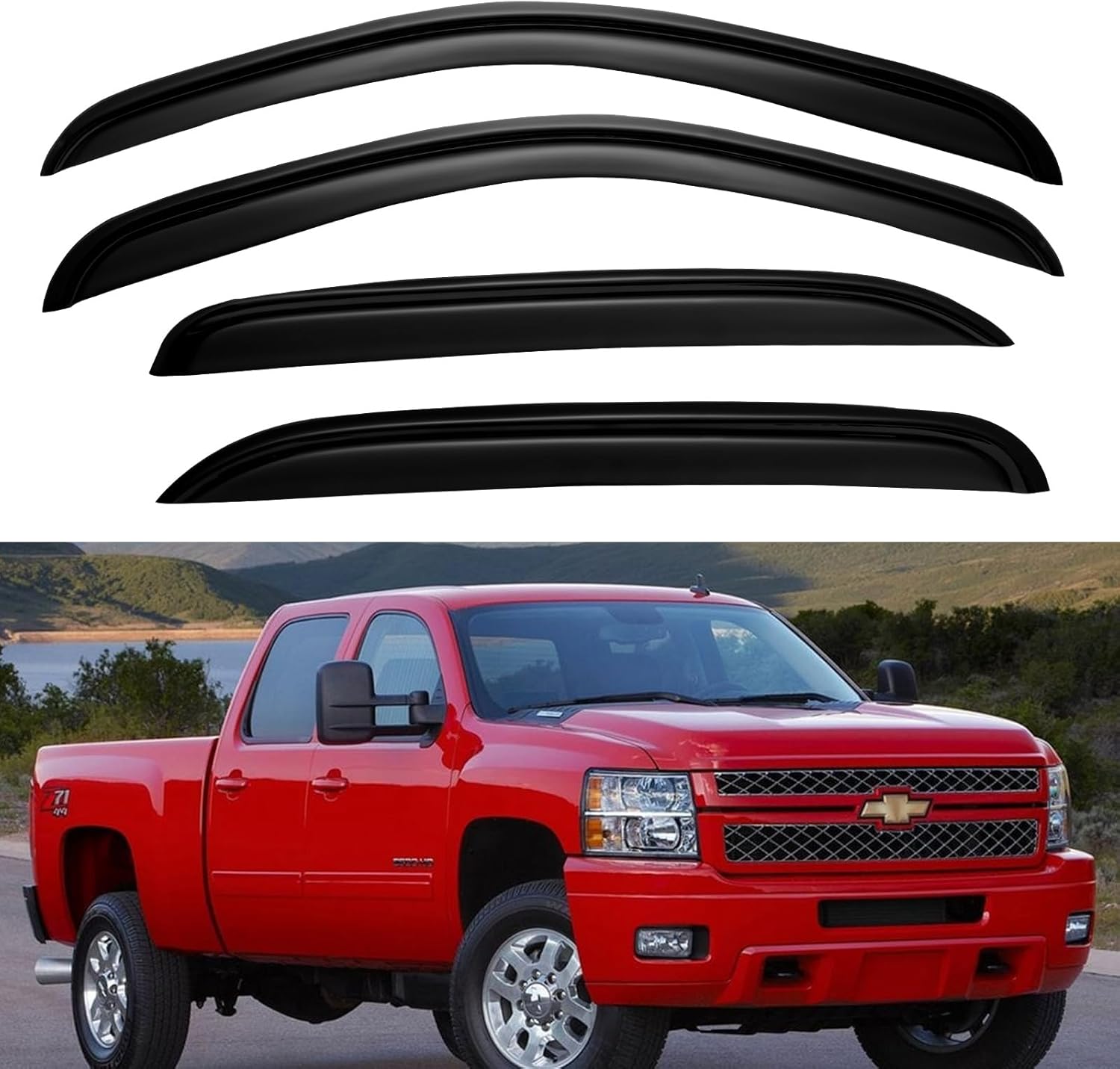 Amazon.com: Window Rain Guards for 2007-2013 Chevy Silverado/GMC Sierra ...