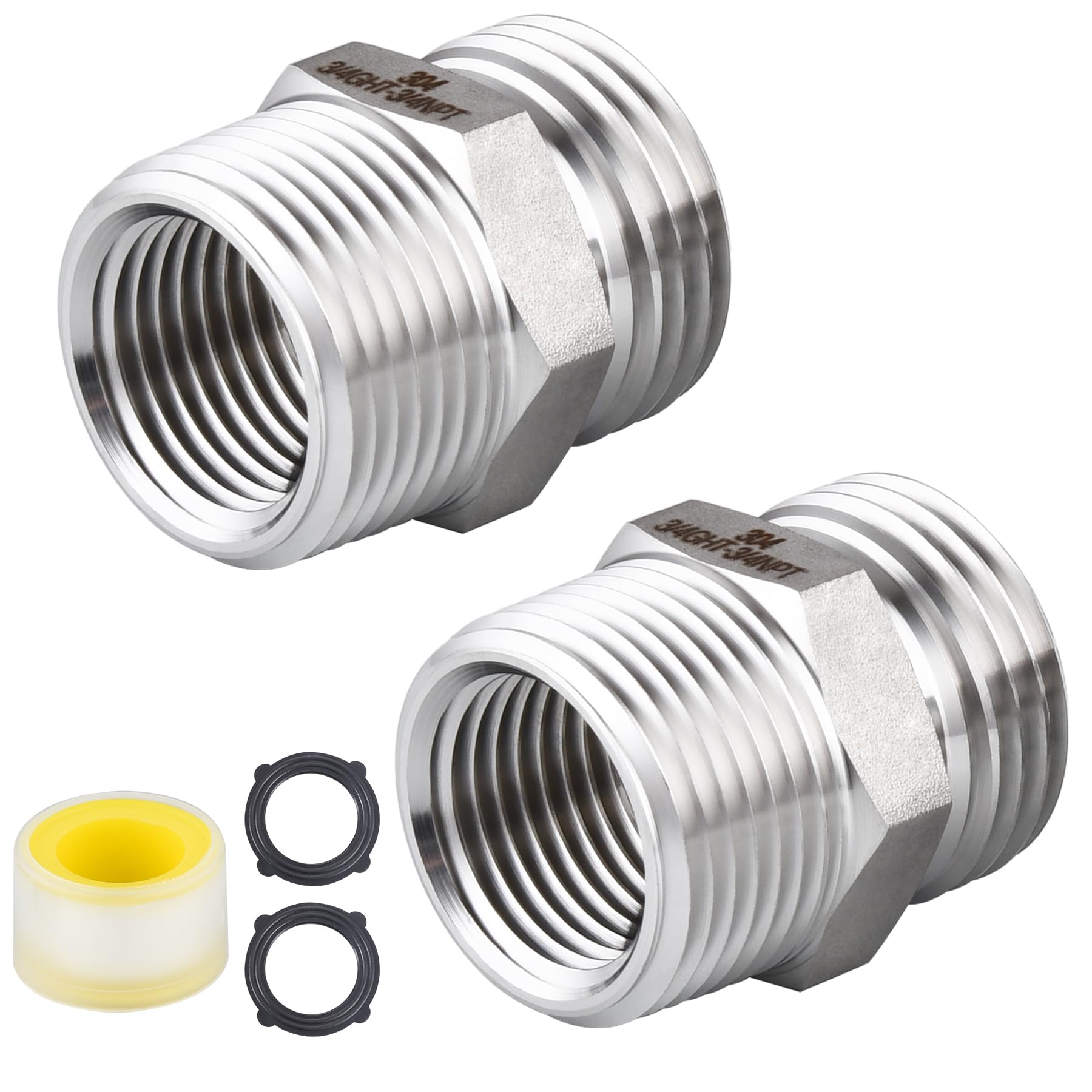 Amazon.com : [2 Pack] Stainless Steel Garden Hose Adapter Male 3/4”GHT ...
