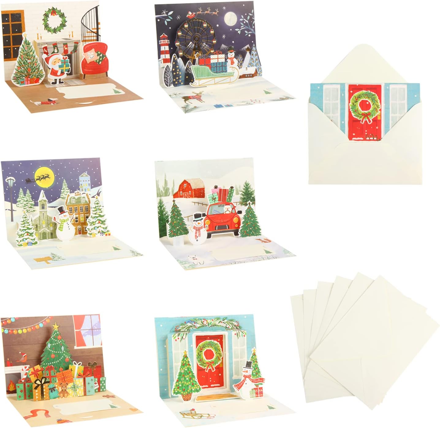 Amazon.com : LOKIPA 3D Christmas Greeting Cards, 6PCS Pop Up Christmas ...