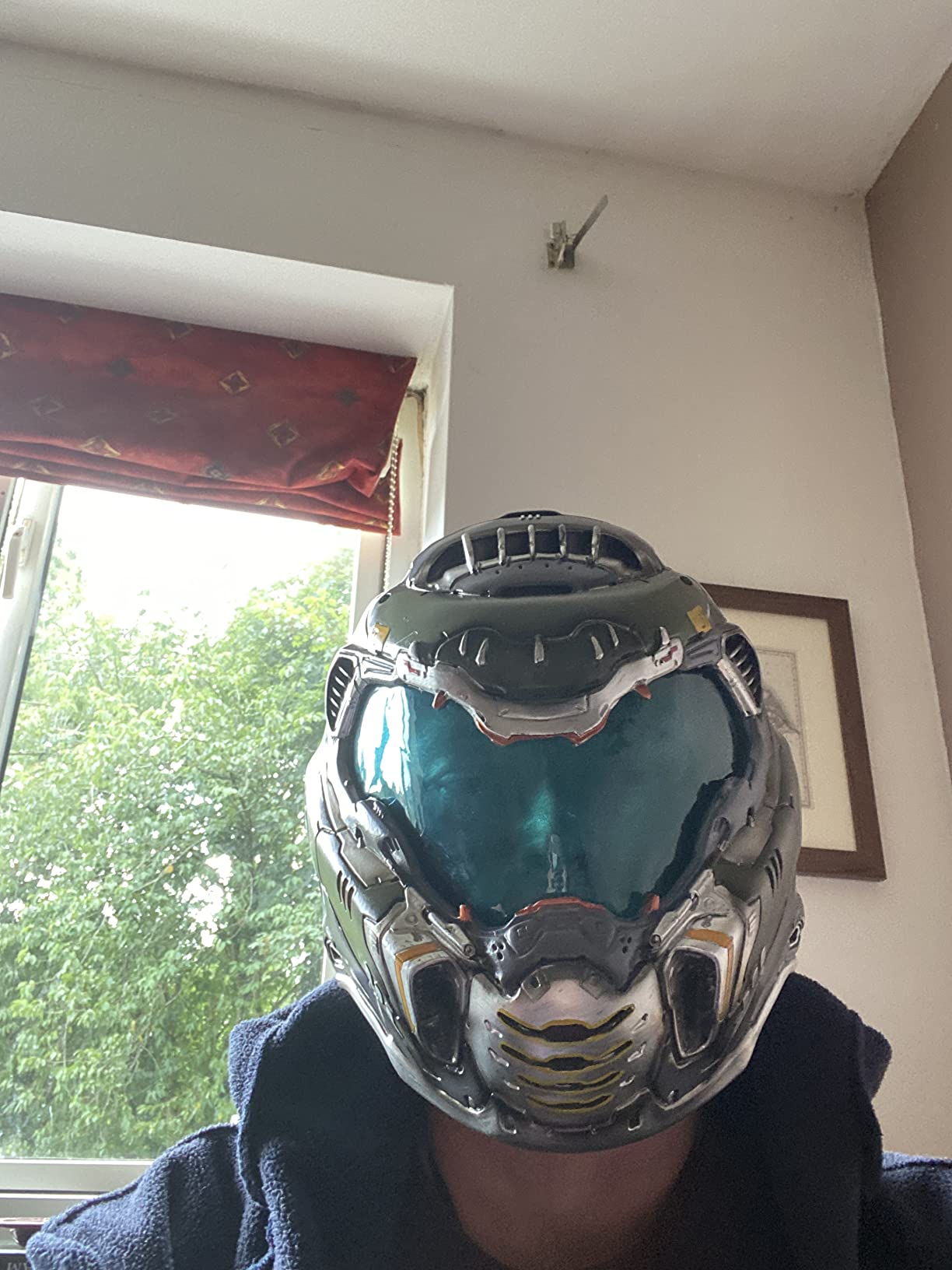 xcoser Doomguy Helmet Deluxe Green Mask Visor Halloween Cosplay Costume ...