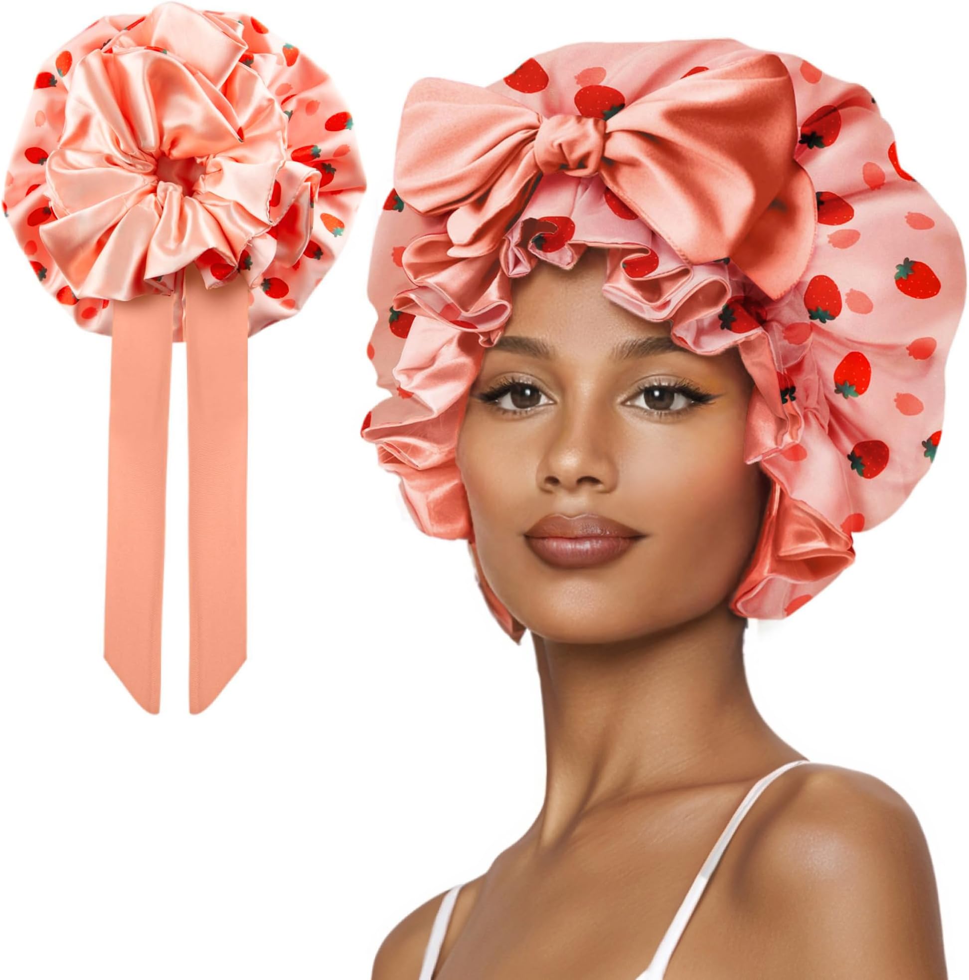 Amazon.com : TCOTBE 3 Pcs Soft Satin Bonnet Silk Bonnet Hair Wrap for ...