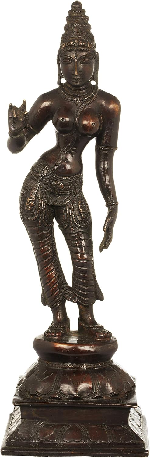 Goddess Parvati in the Triple Bent Posture - Brass Sculpture - Color ...