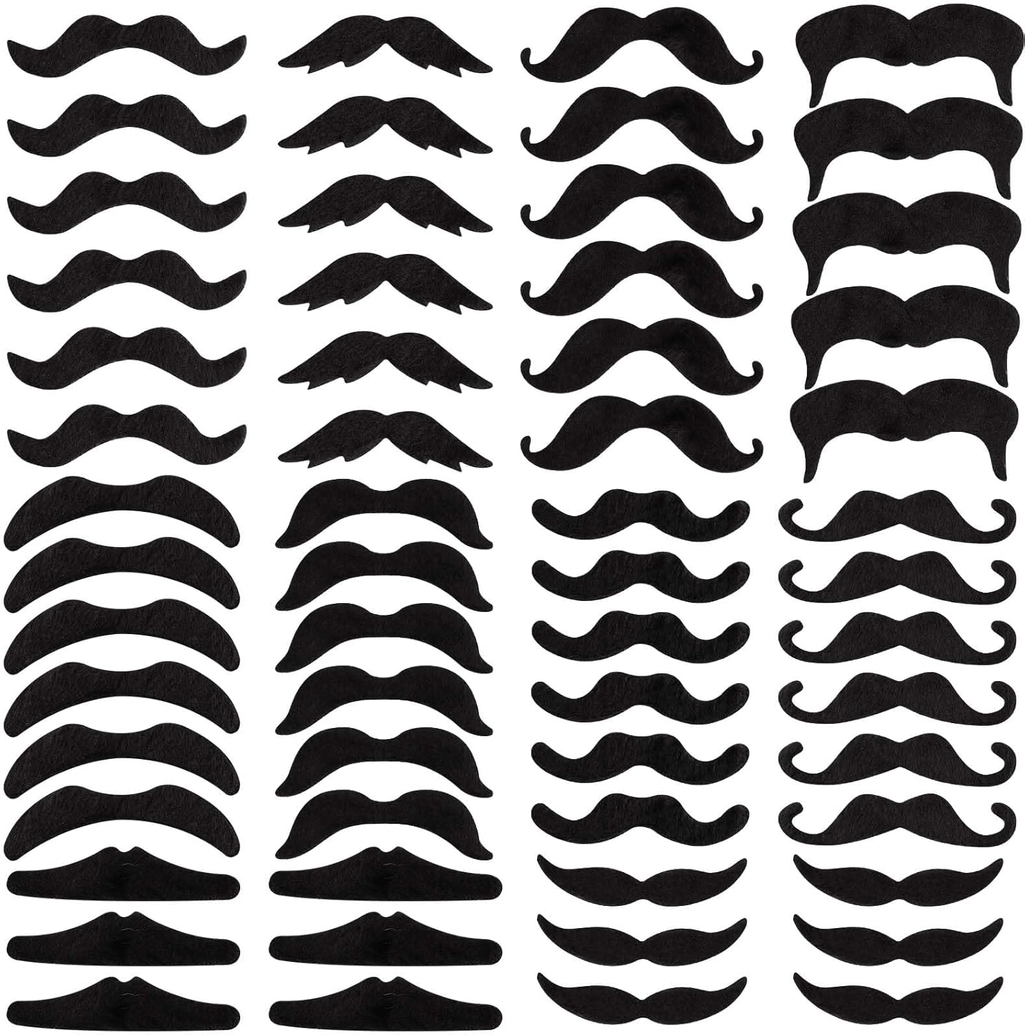 Amazon.com: 60pcs Black Mustache, 10 Styles Self Adhesive Mustache Fake ...