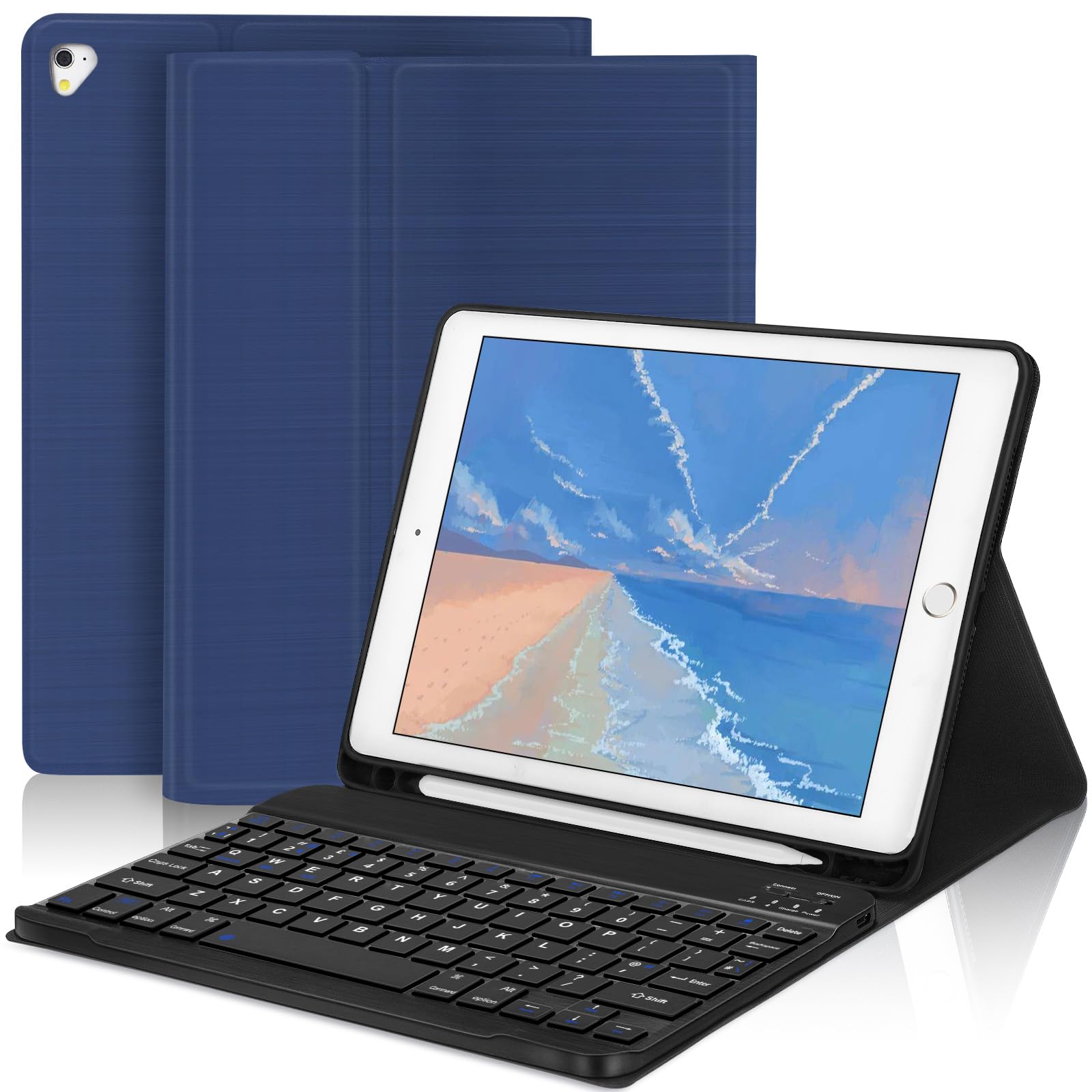Keyboard Case for iPad 9.7", Brushed Texture Case for iPad 6th/5th ...