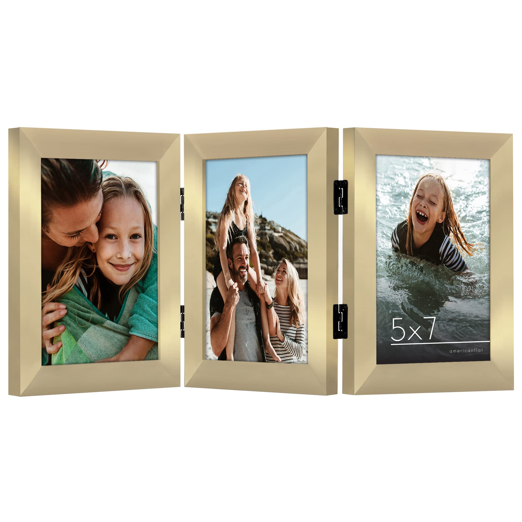 Snapklik.com : Americanflat Hinged 3 Picture Frame 5x7