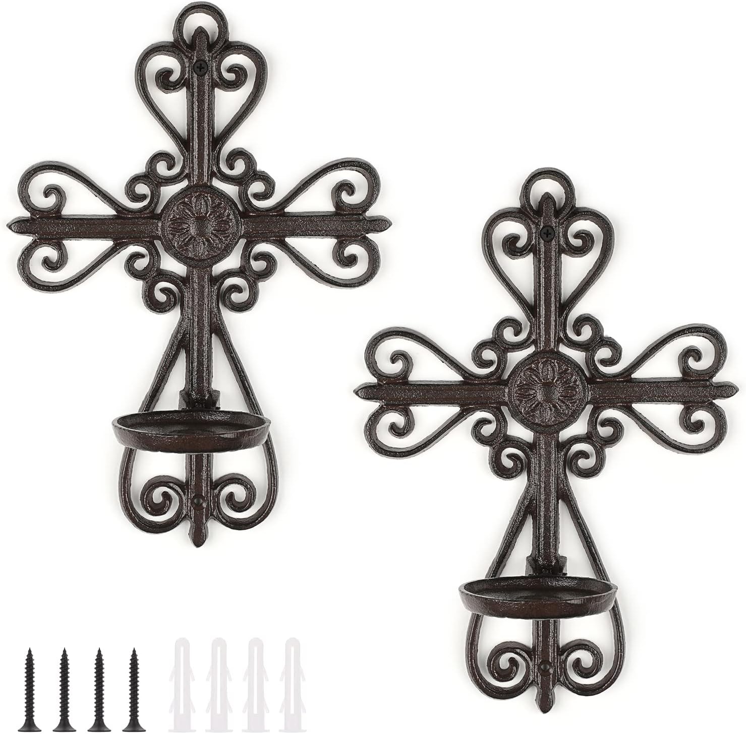 Amazon.com: OwnMy Set of 2 Cast Iron Wall Candle Sconces Cross Shaped ...