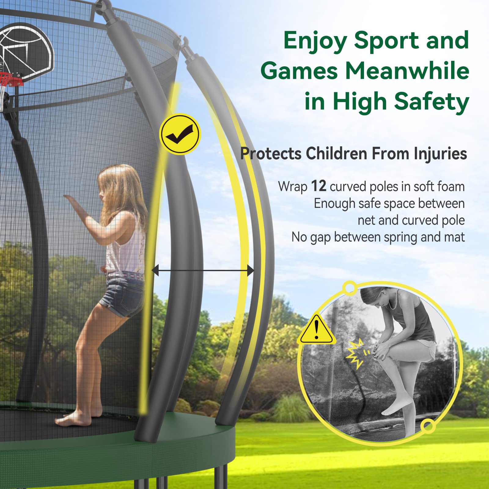 (((Box 2 of 2)))Tatub 15FT Trampoline with Enclosure Net for Kids and ...