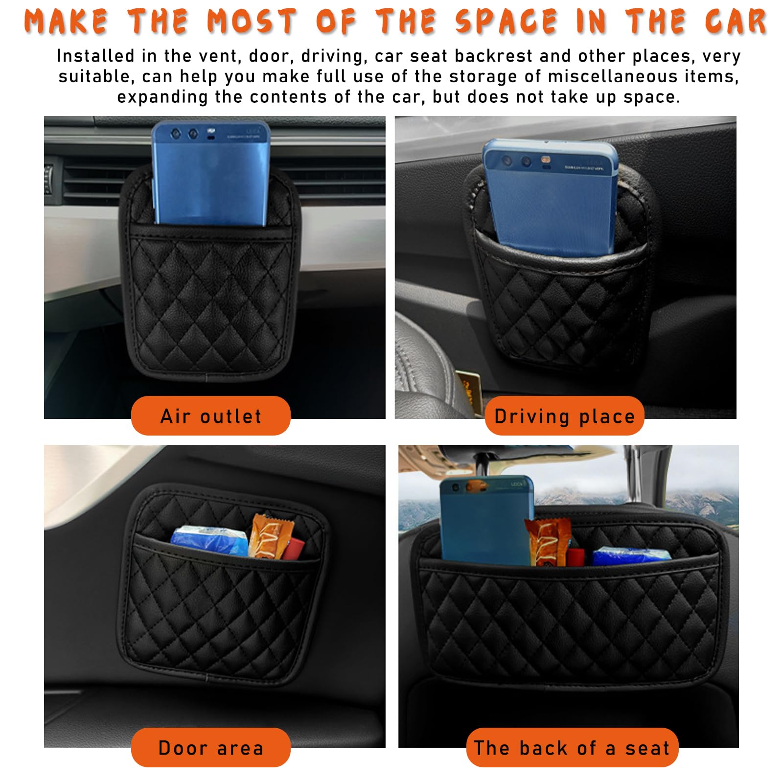 Snapklik.com : Sylvil 2PCS Car Side Pocket Organizer, Leather Auto Seat ...