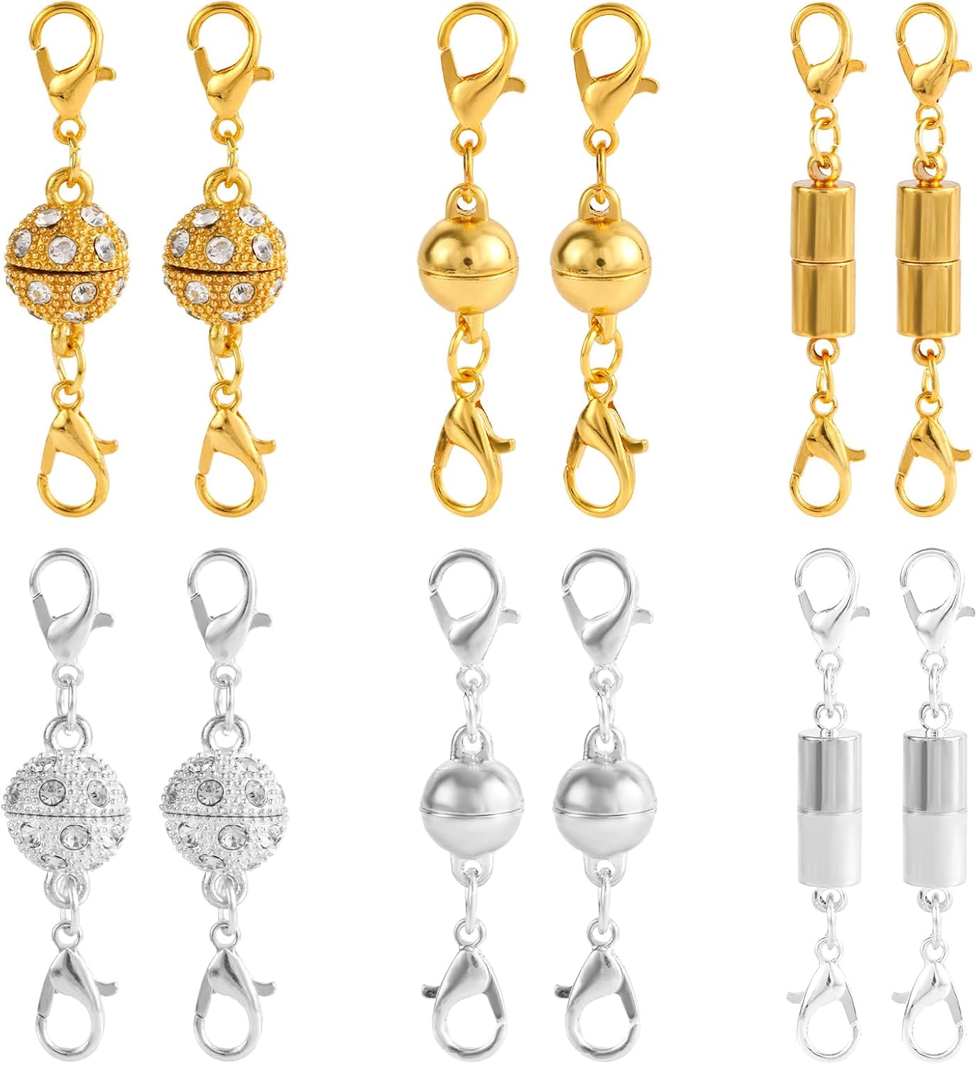 Amazon.com: 12pcs Magnetic Jewelry Clasps with Ball & Cylindrical ...
