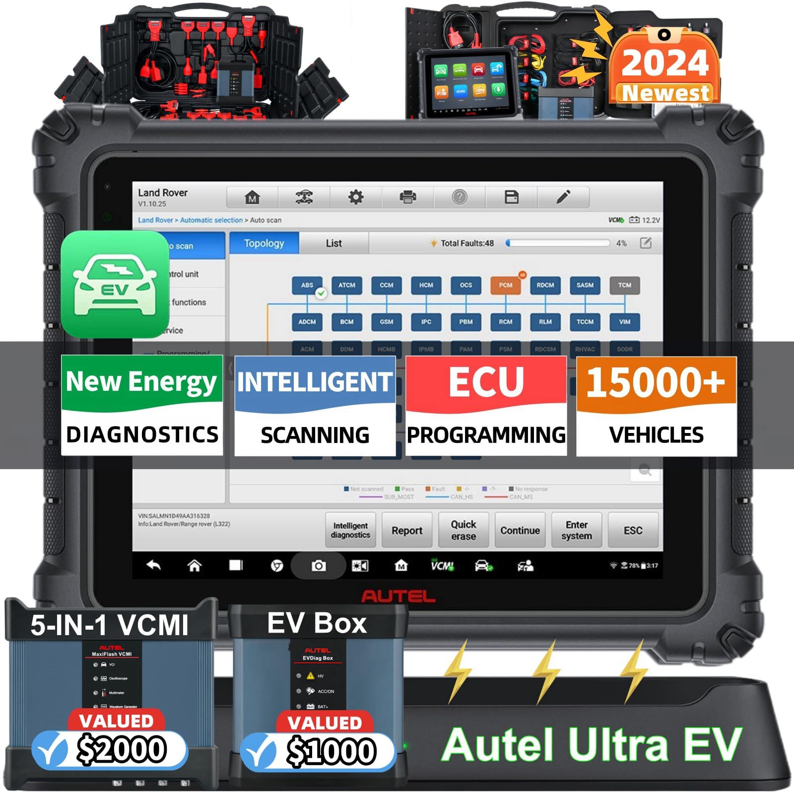 Amazon.com: Autel MaxiSys Ultra EV OBD2 Scanner, 2024 Top EV ...