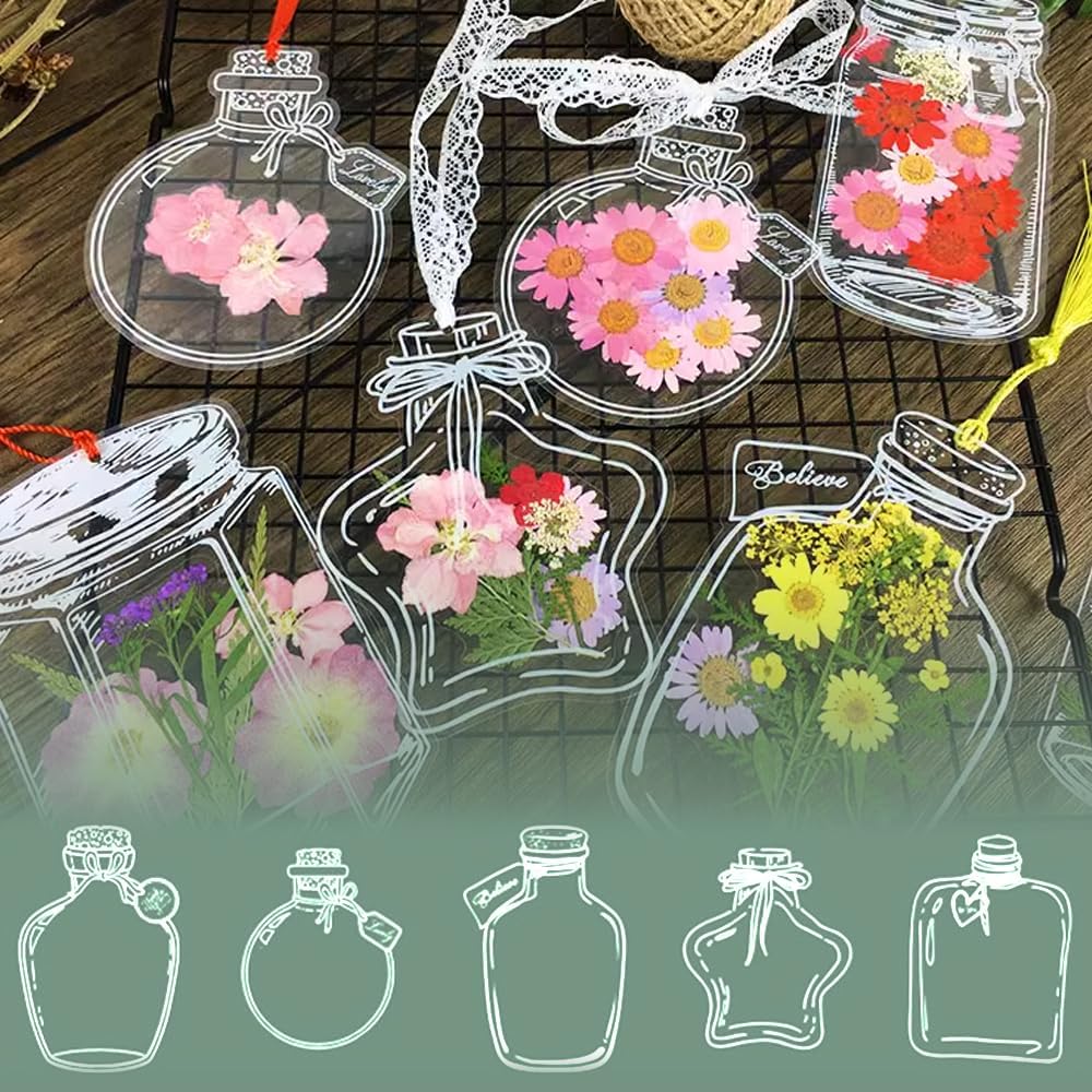 Amazon.com : 200 Pcs Transparent Bookmarks for Dried Flowers, 2025 DIY ...
