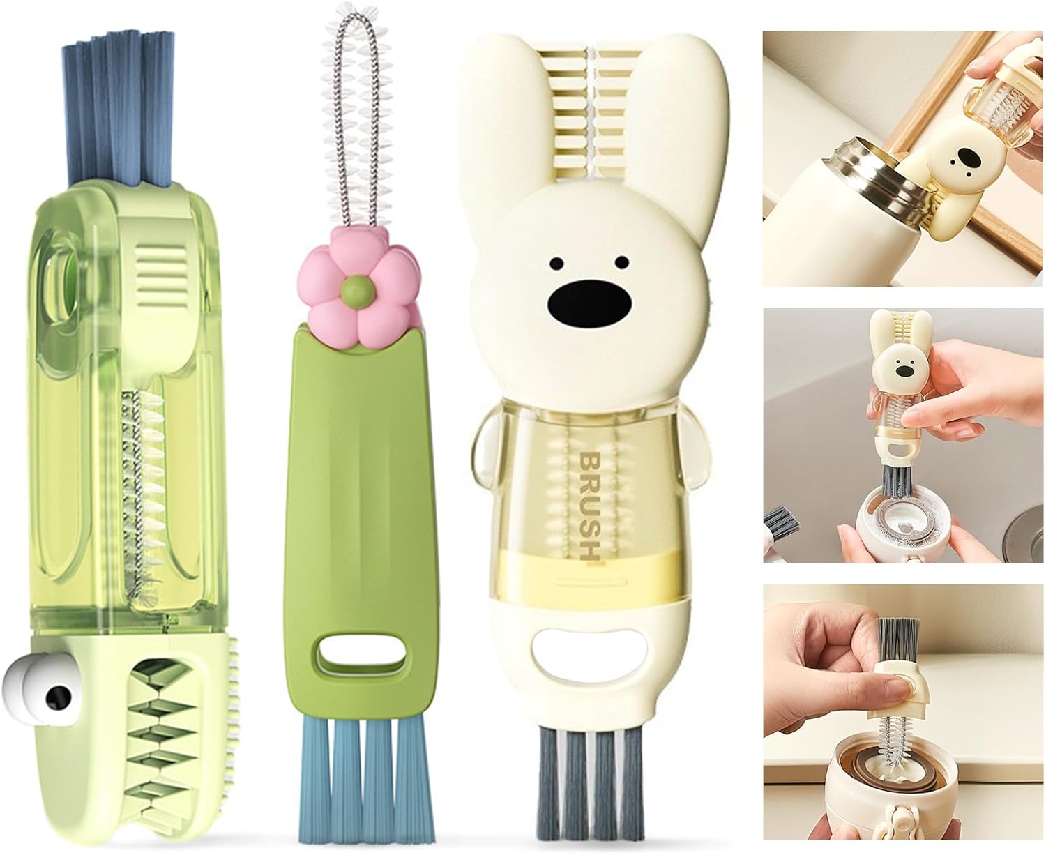 Amazon.com: 4 in 1 Cup Lid Cleaning Brush, 3 in 1 Bottle Brush, Cup ...