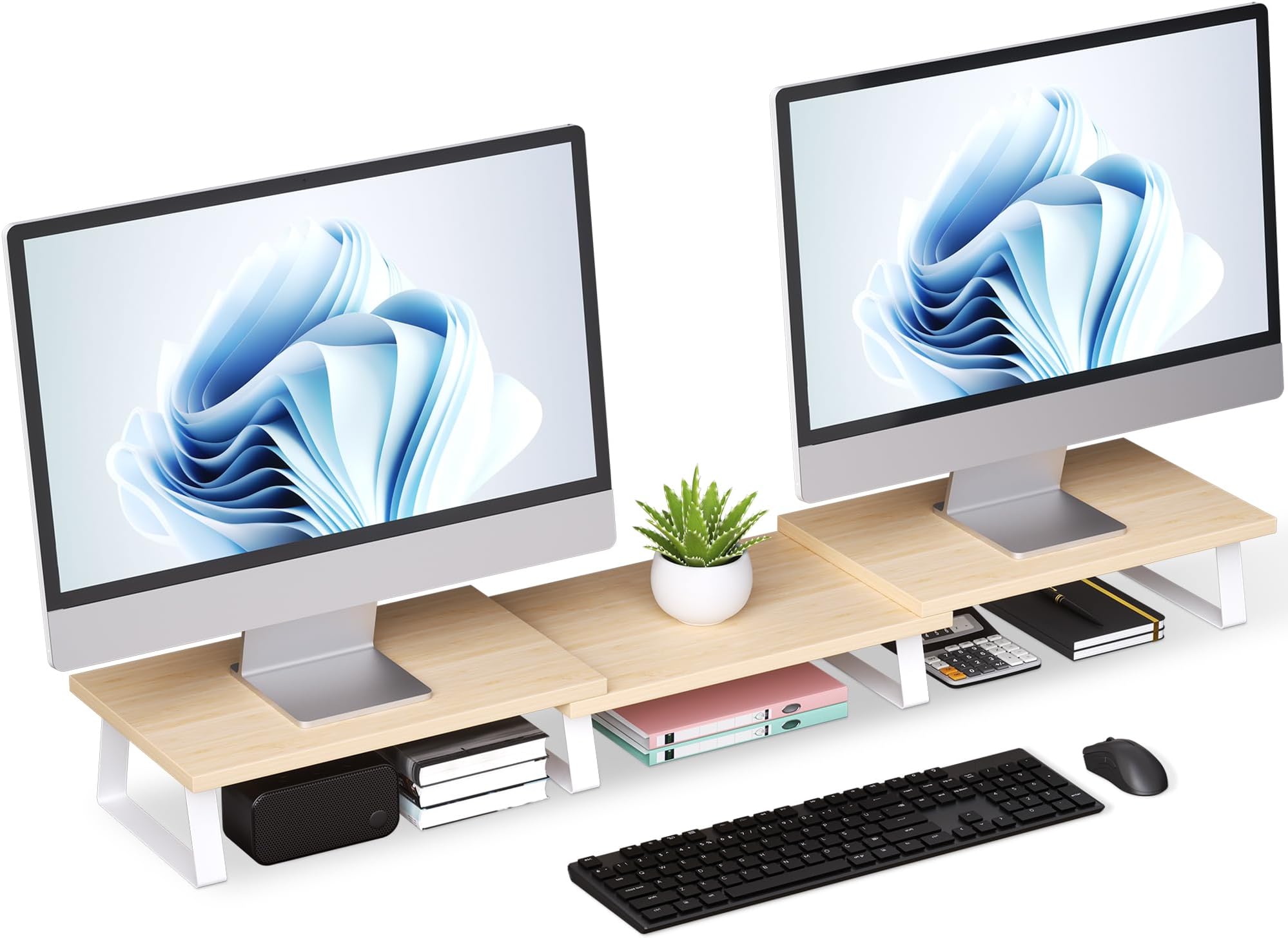 Amazon.com: Aothia Desk Dual Monitor Stand Riser - Computer Stand For ...
