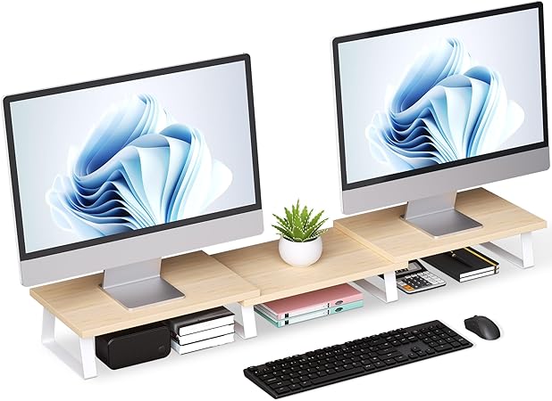 Amazon.com: Aothia Desk Dual Monitor Stand Riser - Computer Stand For ...