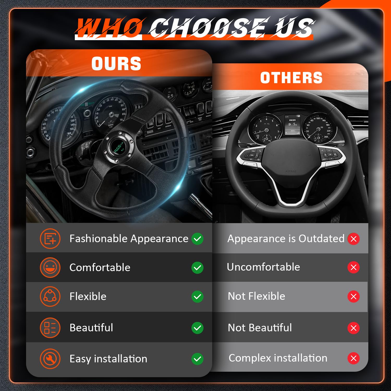 Snapklik.com : RASTP Universal Racing Steering Wheel 138”/350mm 6 Bolts ...