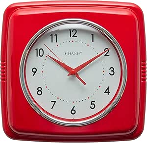 Amazon.com: AcuRite Chaney 10-Inch Retro Indoor Wall Clock, Red (50401 ...