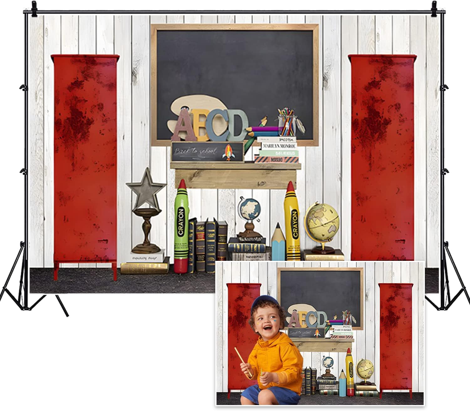 Amazon.com : DORCEV 9x6ft Back to School Banner Photography Backdrop ...
