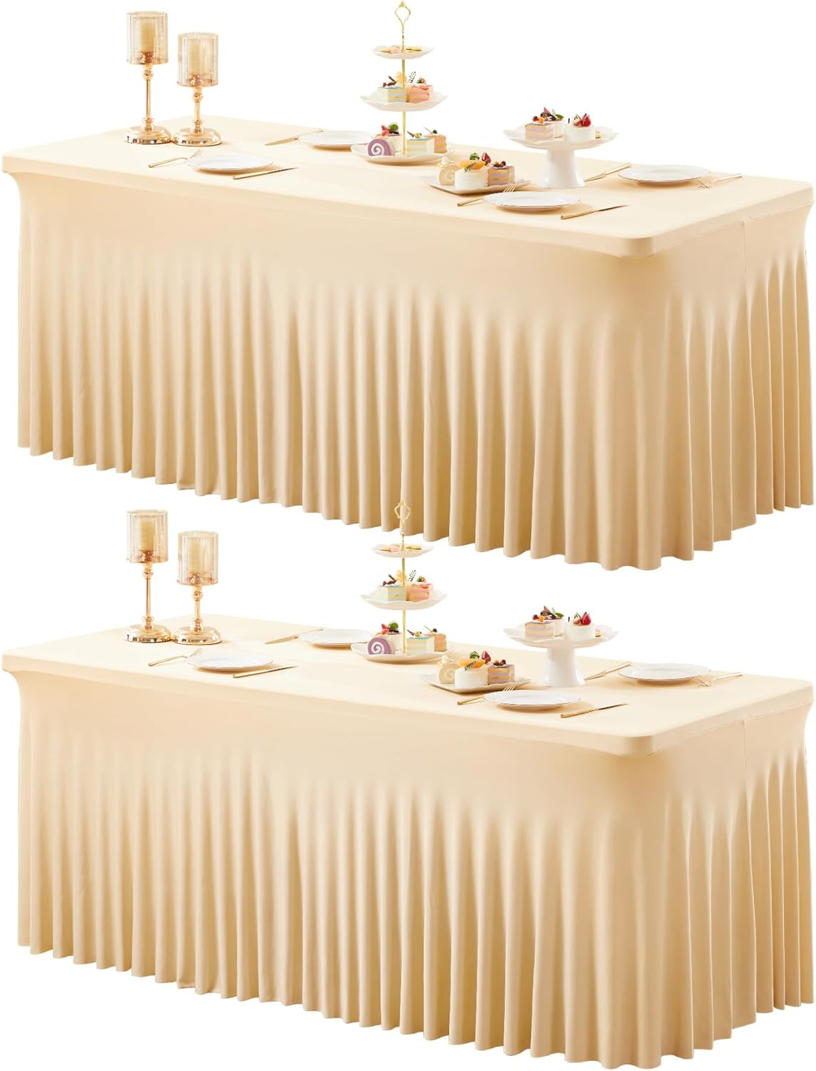 Amazon.com: 2 Packs Champagne Spandex Table Clothes for 4 Foot ...