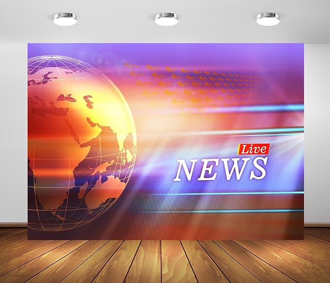 Amazon.com : BELECO 12x8ft Fabric Live News Backdrop Global News TV ...