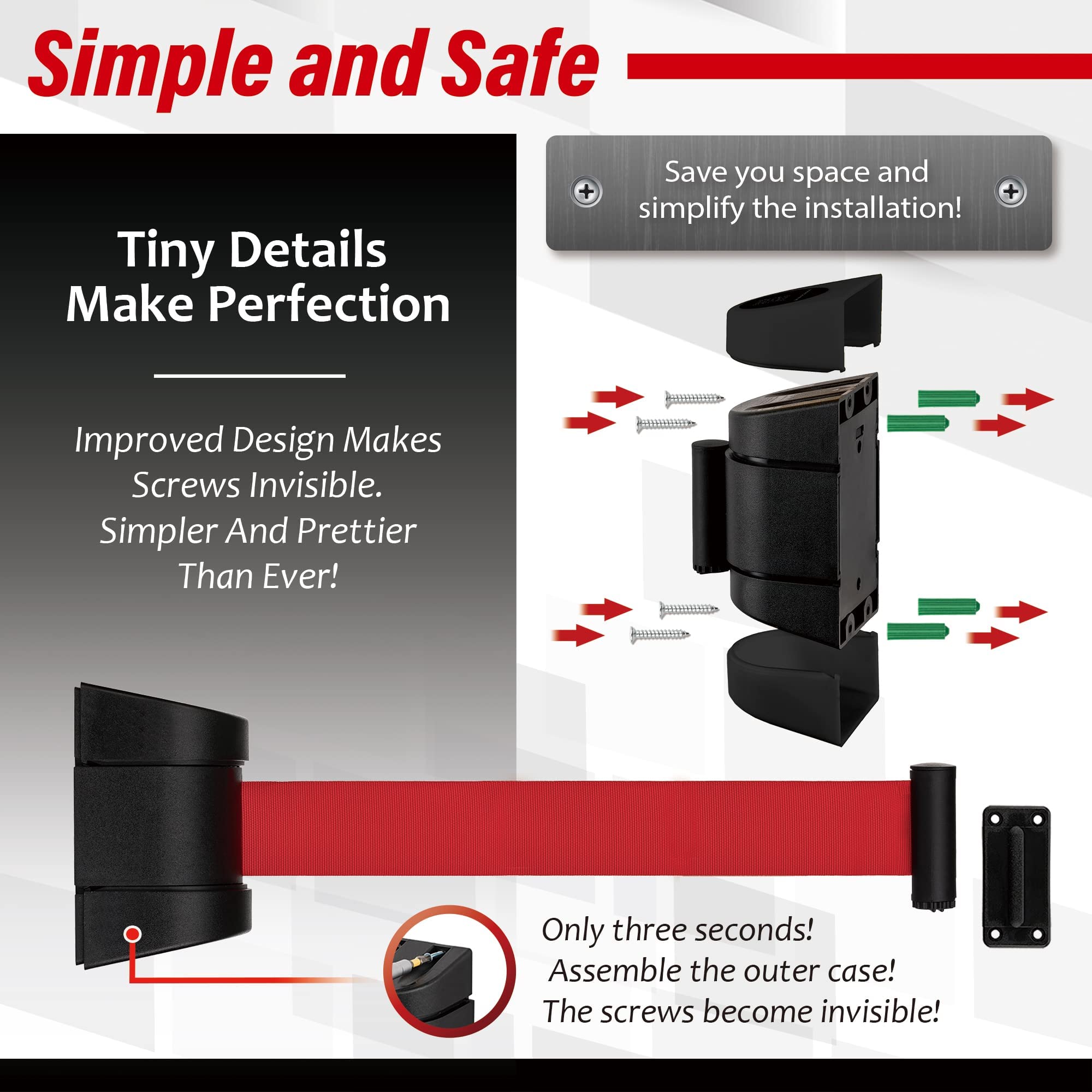 Snapklik.com : DuraSteel Wall Mount Crowd Control Retractable Belt ...