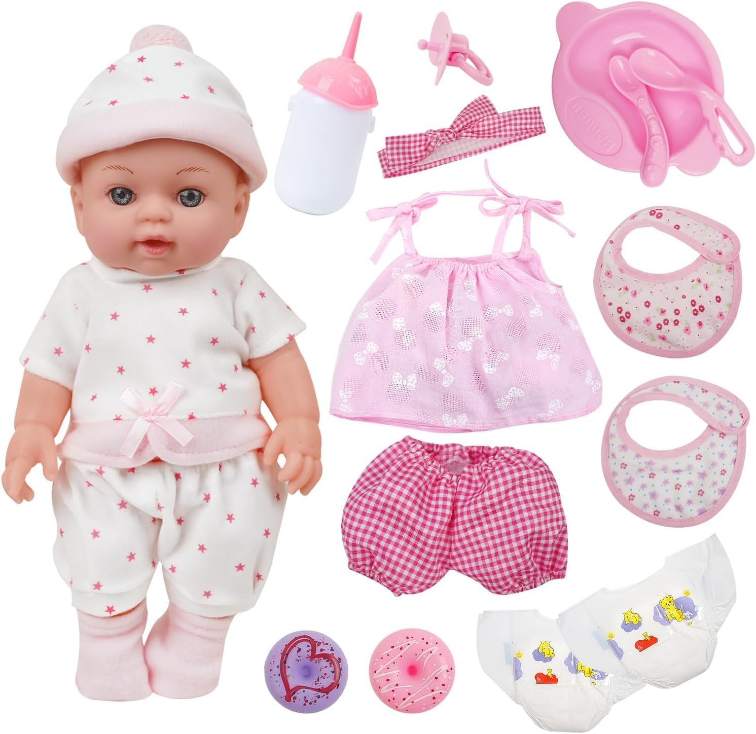 Amazon.com: MYREBABY Realistic Baby Doll Set - 12 Inch Newborn with ...