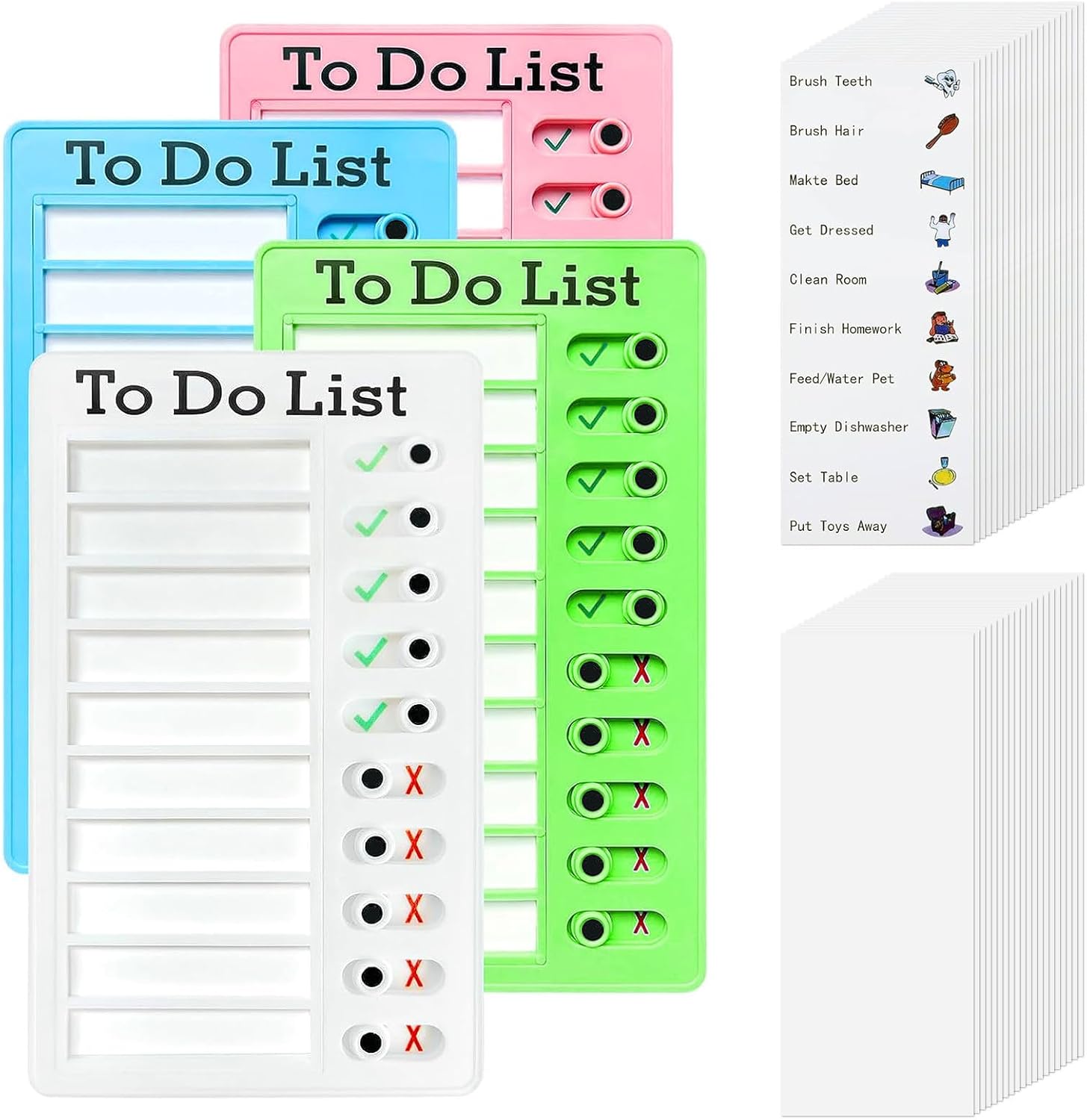 Tableau Memo Checklist,4PCS Tableau de Tâches Enfants Adultes avec 40 ...