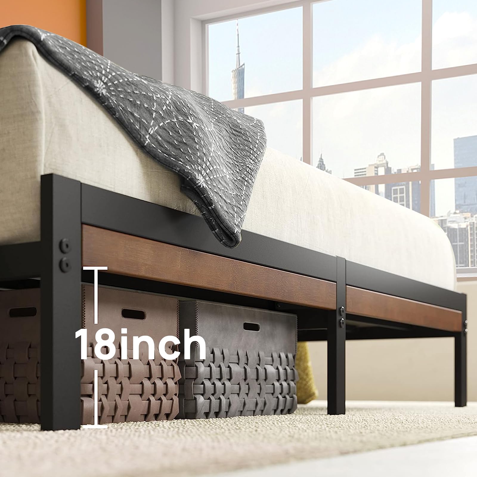 Zebuloni Queen Size Bed Frame,Metal Platform Bed Frame,No Box Spring ...