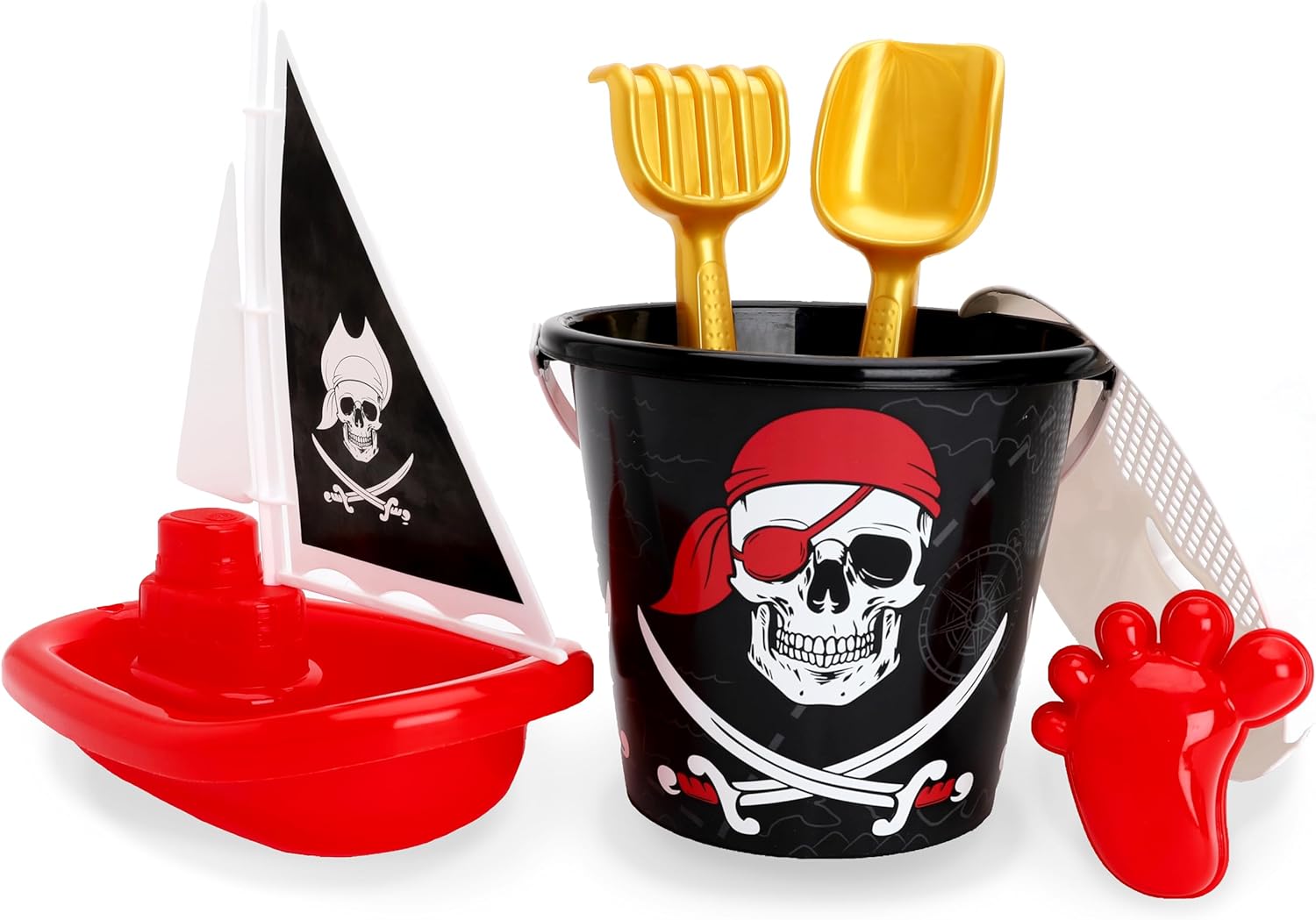 Amazon.com: Toyland® Pirate Theme 6 Piece Bucket & Spade Set with ...