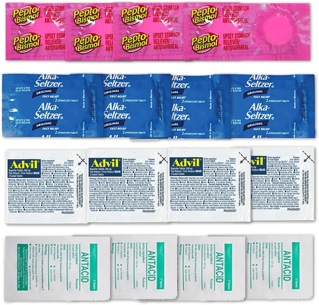 Amazon.com: Travel Medicine Kit - Individual Advil Packets, Pepto Chews ...