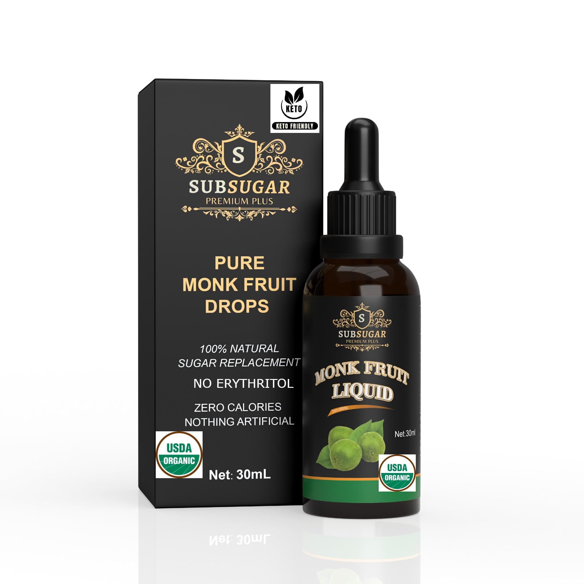 Amazon.com: Monk Fruit Drops Pure Liquid Monk Fruit Sweetener No Erythritol Sugar Alternative ...