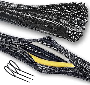 Amazon.com: Cable Management Split Wire Loom Sleeve - Cord Hider ...