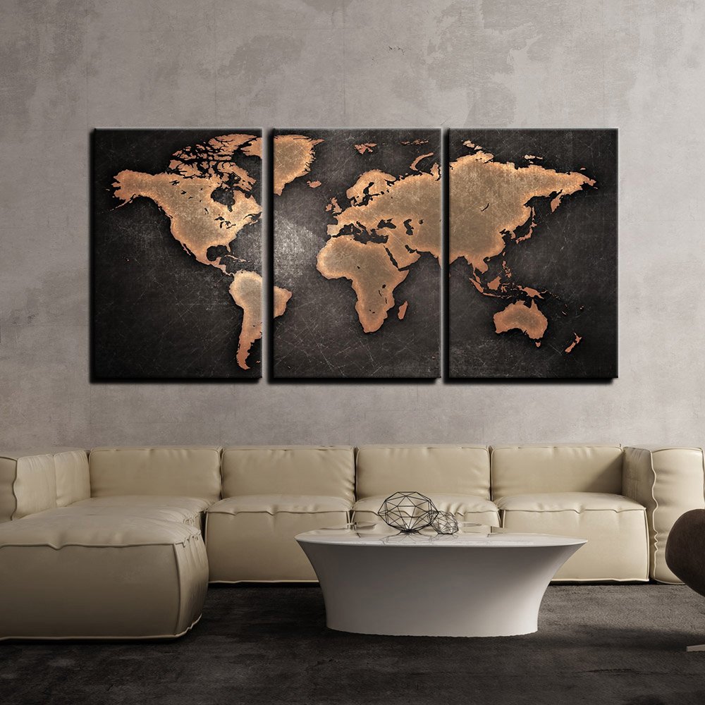 Buy PRINTELLIGENT Sunboard Modern 3 Panels Frames World Black ...