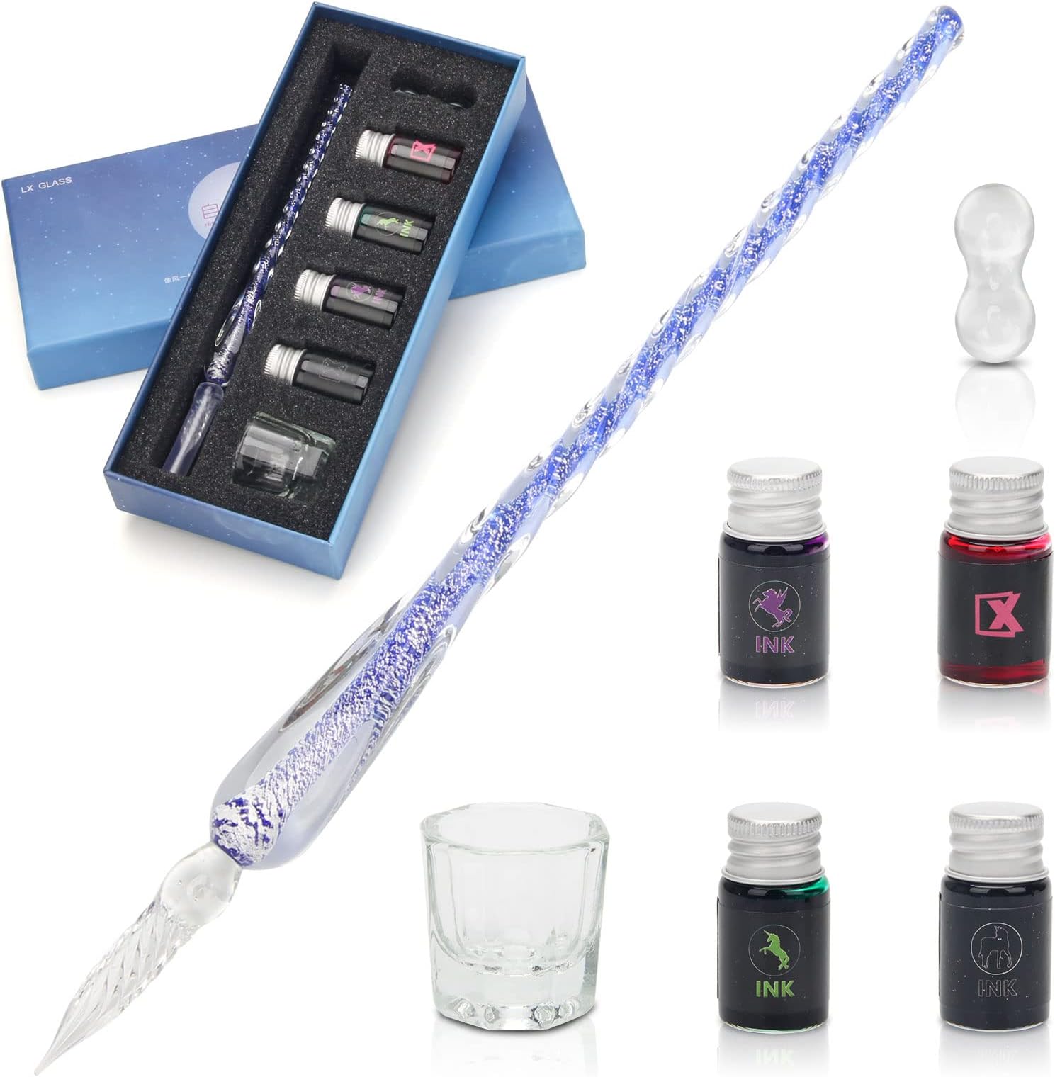 Amazon.com : Abi's Glass Calligraphy Set - Dip Pen Set with Ink, Ink ...