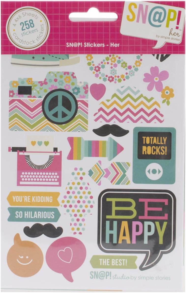 Amazon.com: Simple Stories Snatp! Stickers Sheets, 4 by 6-Inch, Her, 4 ...